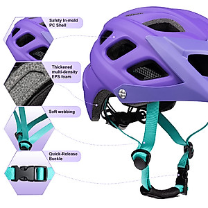 Kids Bike Helmet, SIFVO Kids Helmet 6+ Boys and Girls Bike Helmet with Visor, Bike Helmets for Kids Youth Bike Helmet Kids Mountain Bike Helmet Lightweight and Adjustable 52-58cm