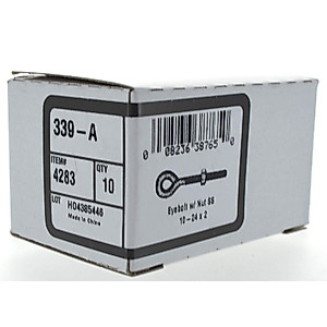 Hillman 4283 Stainless Steel Eye Bolt with Nut (#10-24 x 2")