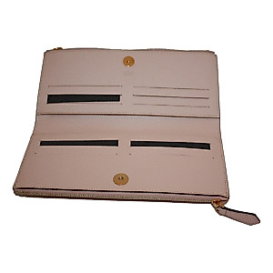 FENDI F is Light Rose Calf Leather Double Zip Long Wallet 8M0405