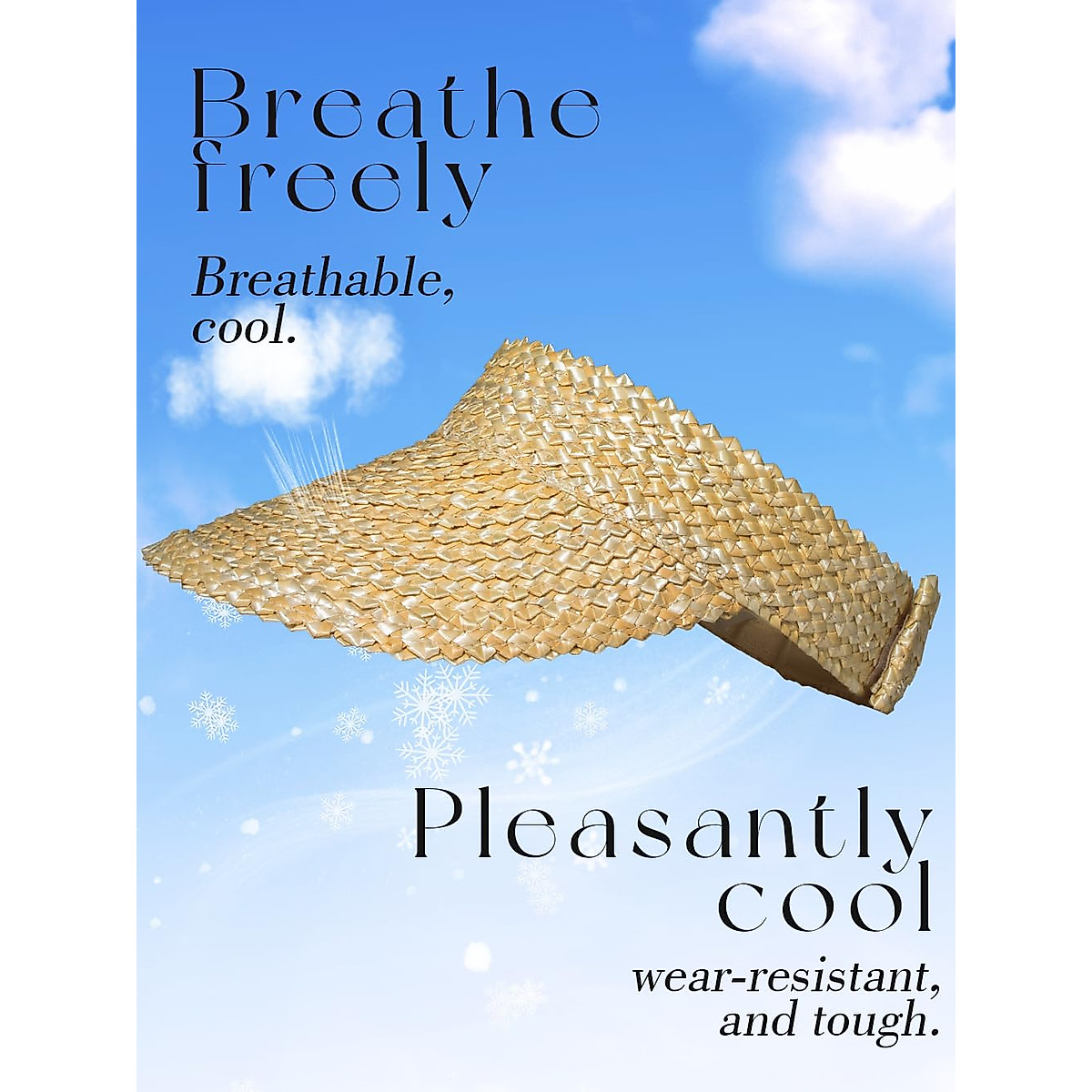 Visors for Women, Straw Sun Visors for Women Beach Hats for Women Packable Sun Hat Womens Visor Handmade Straw Hats for Women Beige