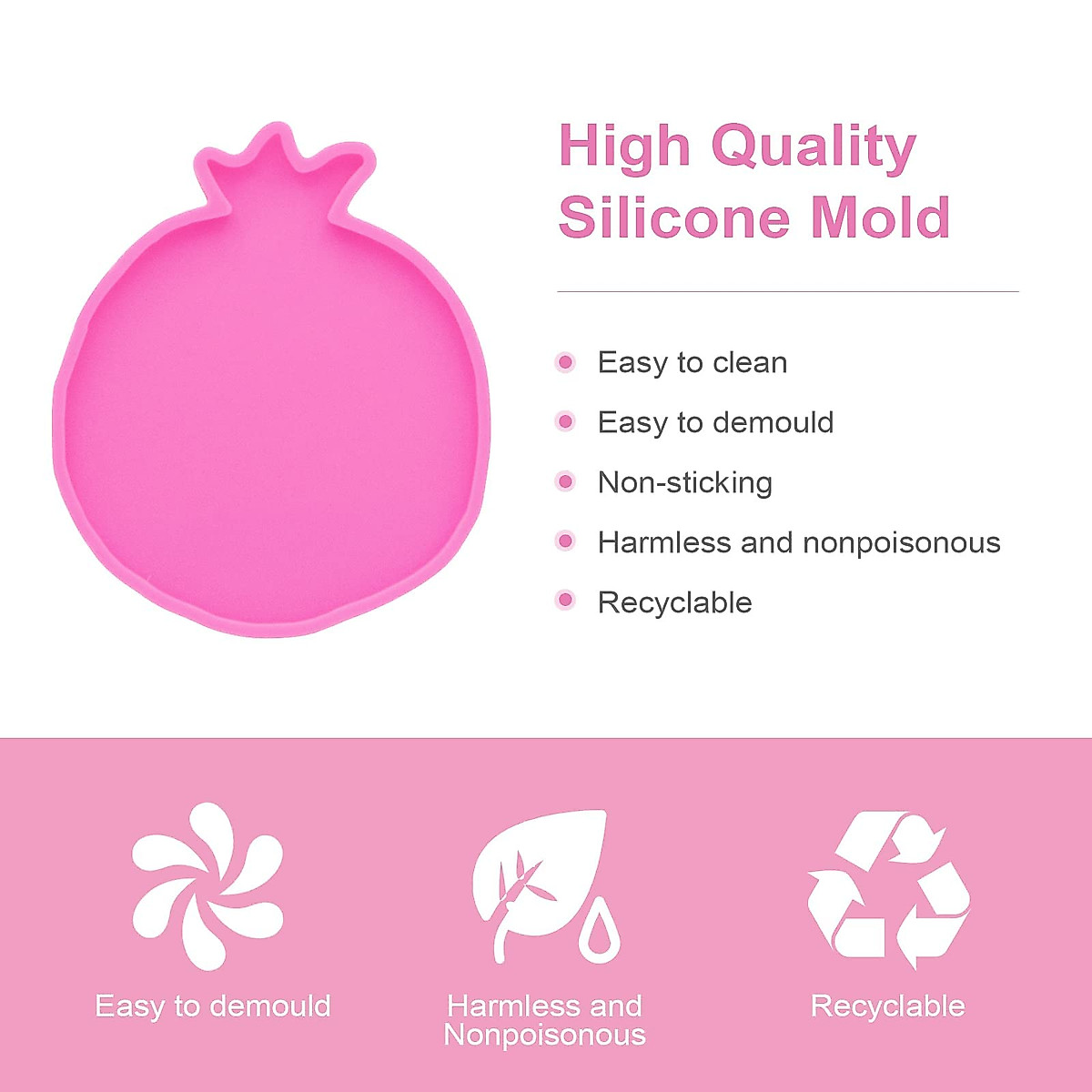 Shiny Glossy 10 inch Pomegranate Geode Large Coaster Agate Resin Silicone Molds Epoxy Fruit Style Resin Mold, Tray Resin Casting Mold for DIY Agate Coaster, Cup Mats, Bowl Mat, Home Decoration