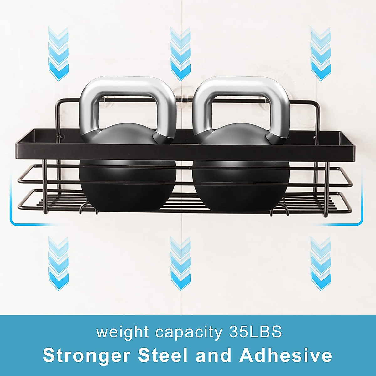 Mqafkpu Adhesive Shower Caddy, 4 Packs Shower Organizer Inside Shower No Drilling, Bathroom Organizer Rustproof Wall Mount Shower Shelves with for Bathroom & Kitchen