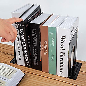 Jekkis 20pcs Bookends Metal Book End 6.6"x 5.7"x 5" Black Heavy Duty Bookends for Shelves Nonskid Bookend Supports Plain Large Bookends, Library Office Home, 10 Pair