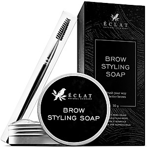 Brow Soap - Styling Clear Eyebrow Gel, Eyebrow Wax with Angled Spoolie, Long Lasting Brow Soap, Smudge Proof Brow Wax, No Flaking Eye Brow Gel Clear with Coconut Oil, Glycerin & Aloe Vera, 100% Vegan