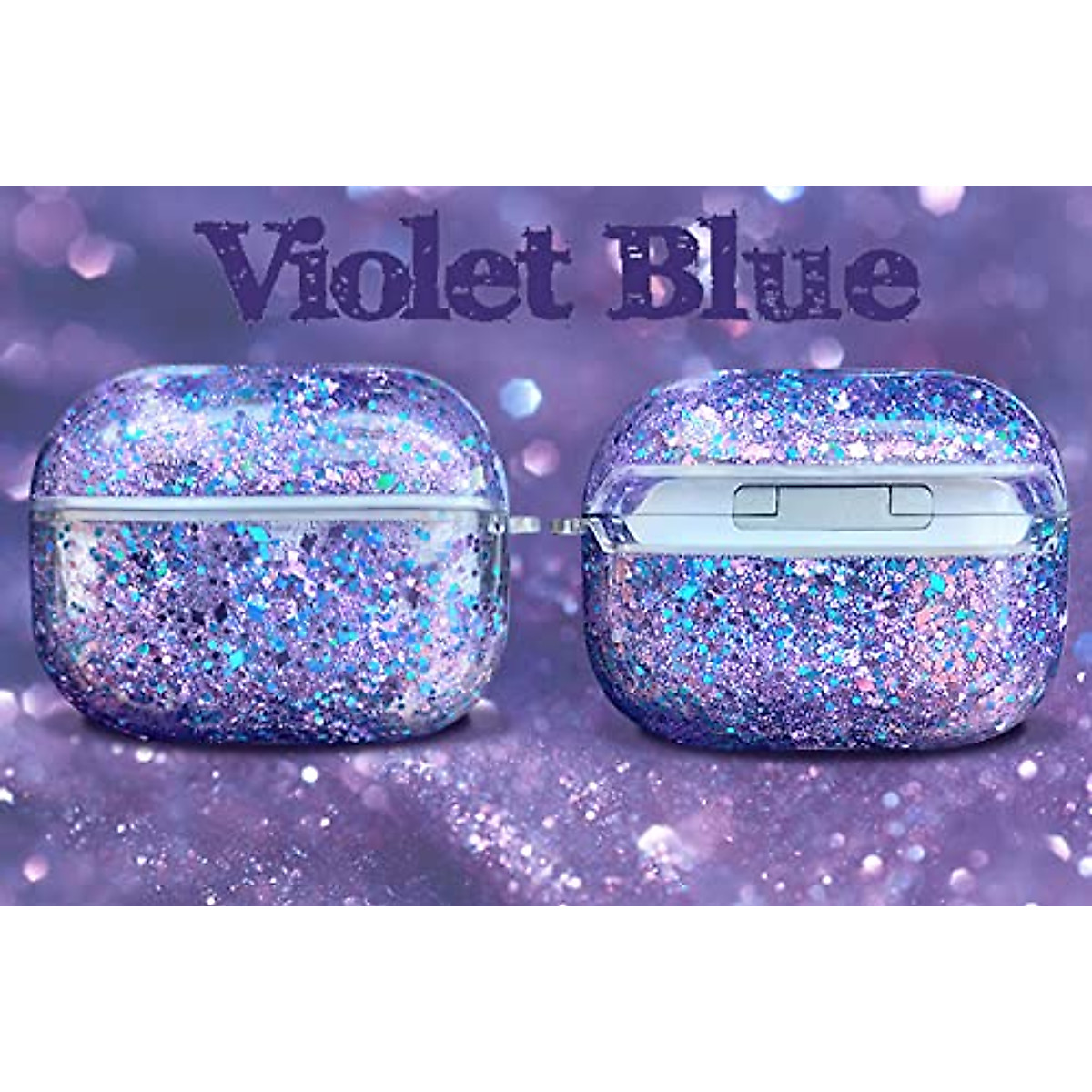 JIATAY Airpods 3 Case Cover, Cute Liquid Quicksand Hard Shell Protective Case with Keychain for Airpods 3rd Generation Case (Airpods 3, Purple)