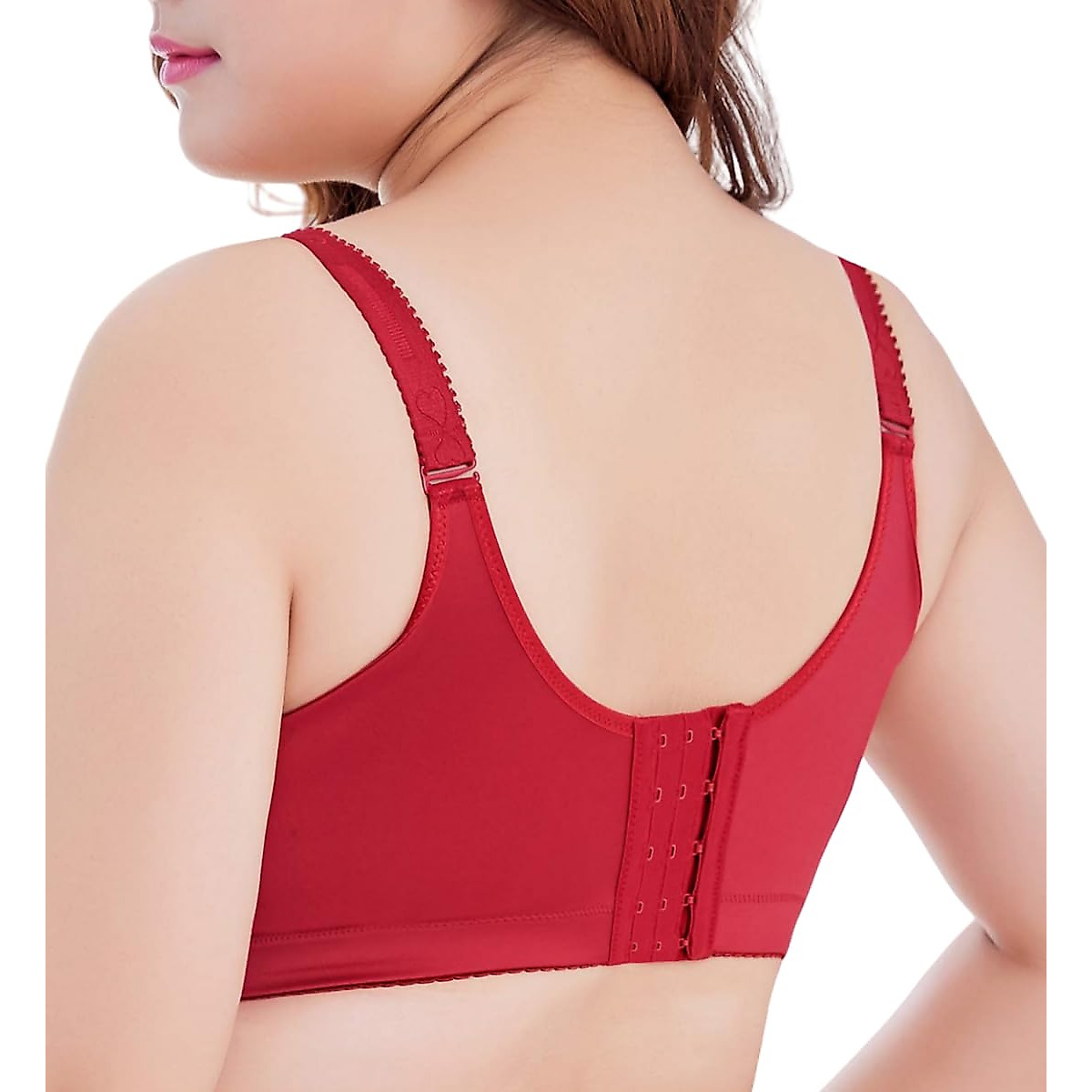 Women Support Push Up Seamless Bra Bralette/Plus Size/34 36 38 40 42 44 C D E/Wire Free Red 42C