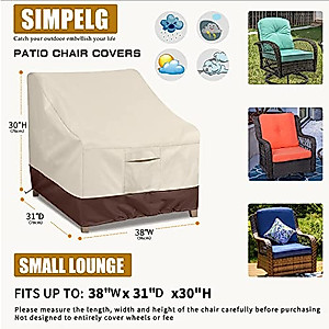 Simpelg Outdoor Chair Covers, Patio Furniture Covers Waterproof, 600D Heavy Duty Oxford Cloth Chair Covers for Outdoor Furniture, Lounge Deep Seat Cover/Lawn Outdoor Covers (2 Pack-Beige/Brown-Small)