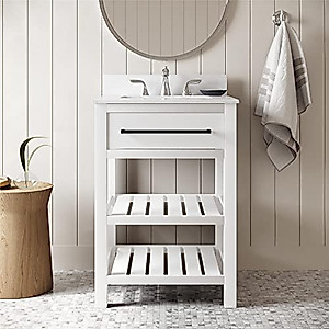 DHP Camden 24” Bathroom Vanity, White with Black Towel Rack