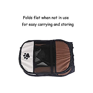 BODISEINT Portable Pet Playpen, Dog Playpen Foldable Pet Exercise Pen Tents Dog Kennel House Playground for Puppy Dog Yorkie Cat Bunny Indoor Outdoor Travel Camping Use (Small, Coffee - Beige)