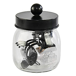 Home-X Mason Jar for Bathroom Organization, Apothecary Jars with Lids (Black) 8oz Capacity