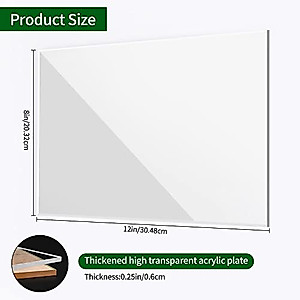 Lesnlok 2 Pack 8" x 12" plexiglass Sheets 1/4 inch Thick Clear Acrylic Sheet 6mm Thick Use for Craft Projects, Signs, Sneeze Guard and More