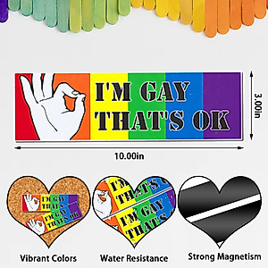 Hying 2PCS Gay Pride Bumper Stickers for Cars, LGBTQ Rainbow Magnetic Bumper Stickers for Adults Reusable Pride Month Decorations Magnetic Sign for Pride Parades Party Supplies Decorations Accessories