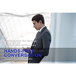 RicoRich Bluetooth Headset V5.0 Handsfree Bluetooth Earpiece Noise Cancelling Headphones Wireless Earphones Microphone Driving Business Earbuds for Apple iPhone Samsung Android Laptop