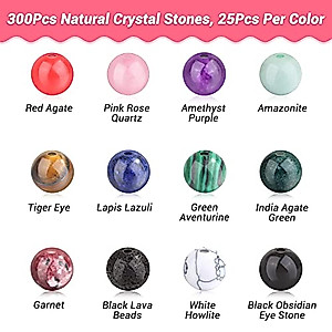 PAXCOO 473Pcs Stone Jewelry Making Kit Crystal Stone Bracelet Making Kit for Adults, Crystal Natural Stone Healing Beads for Bracelet Making