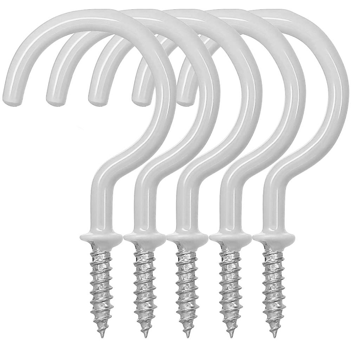 25 Pack Cup Hook Ceiling Hooks, 2.9 Inches, FineGood Vinyl Coated Screw Hanger for Indoor and Outdoor Use - White