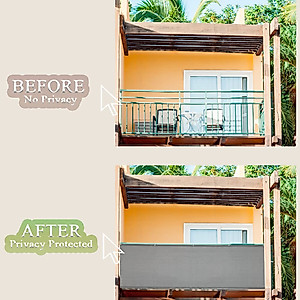 iCover 3.5x16.5ft Balcony Privacy Screen Fence, UV-Resistant Railing Fence Cover for Porch Deck Backyard Patio Garden, Cable Zip Ties Included, Grey