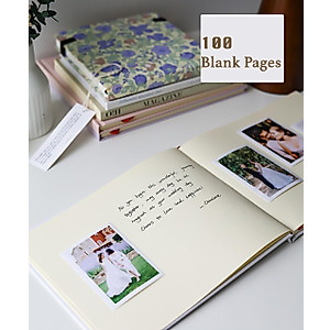 FOUNCY Wedding Guest Book - Elegant Hardcover Guest Book to Sign in & Photos,100 Blank Pages for Wedding Reception, Bridal, Baby Showers and Birthdays - Pink, 9"x7", Ivory Paper