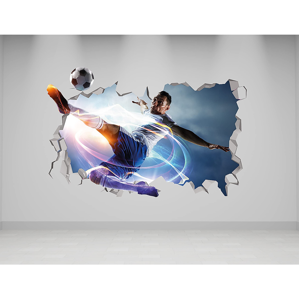 3D Soccer Wall Decor - Soccer Player Stickers - Sport Wall Art - Football Boys Room Decorations for Bedroom - Man Cave Wall Decor- Football Accessories Boys - Ball Decals - Soccer Player Decal - Soccer Wall Decal (24"W x 16"H (60cm x 40cm))