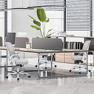 SMUG Home Office Desk Chair, Ergonomic Computer Managerial Executive Chairs Mid-Back Work Swivel Task Chairs with Wheels, Lumbar Support, Comfy Flip-up Armrest for Gaming, Study, Student