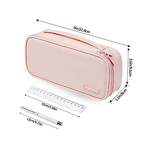 YOKUMA Cute Pencil Case for Girls, Large Pencil Pouch, Zipper Pencil Box, Aesthetic Pen Bag School Supplies for Student Teen College Adults, Pink