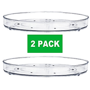 2 Pack Lazy Susan Organizer and 2 Tier Bathroom Organizer Countertop- 10.6inch/Clear