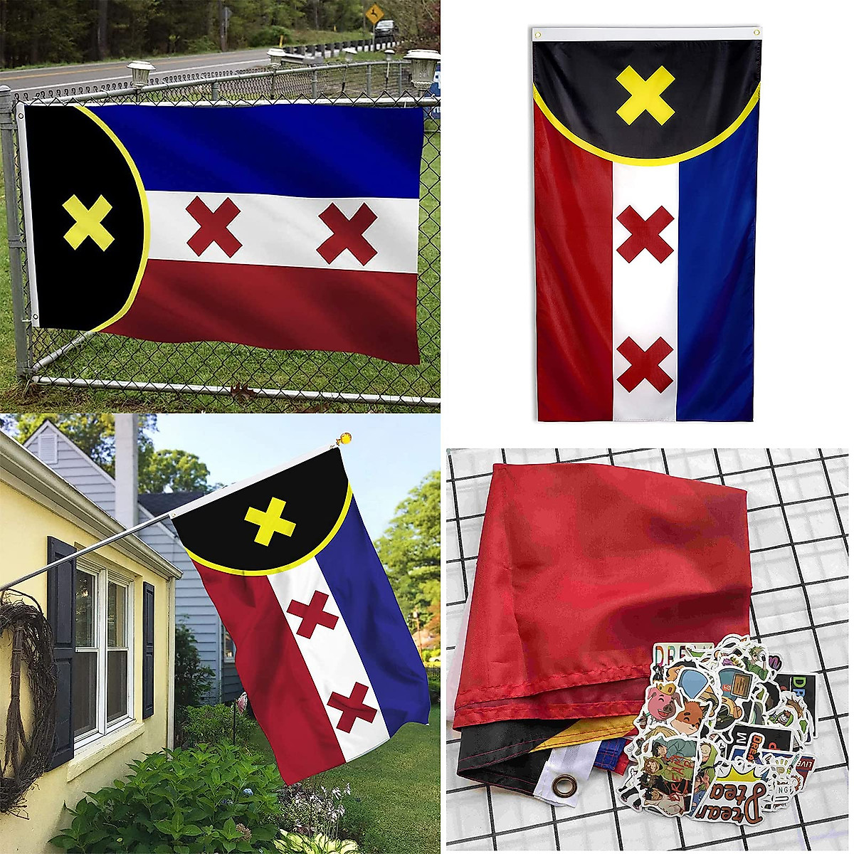 GTOTd Countries Flag 3x5 FT（with Game Vinyl Stickers 100pcs）Dream Game Gifts Merch Party Supplies for Room Decor Small Countries Double Stitched Polyester Flag with Black Head and 2 Gronments