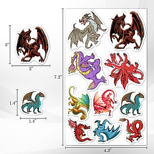 Pack 50 Pcs Cute Animal Dragon Stickers for Water Bottles Waterproof Laptop Luggage Cups Computer Journaling Teens Adults Girls Boys Aesthetic Sticker Packs Small Vinyl Decals