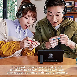 Bluetooth Adapter Audio Transmitter for Nintendo Switch, aptX Low Latency Technology, Supports Dual Paring, in-Game Voice Chat, Compatible with Airpods, Switch 2017, Switch Lite 2019, PS4, PC and TV
