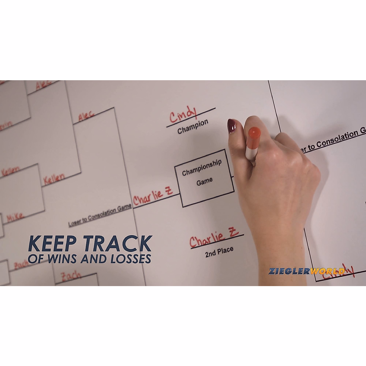 24 Player Erasable Seeded Draw Double Elimination Tournament Bracket Chart