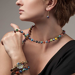 Glass Of Venice Italian Murano Glass Earrings Drop Design With Multicolor Millefiori Beads - Murano Glass Earrings For Women