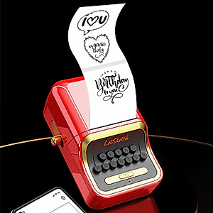 LetSketch Label Maker, Portable Bluetooth Thermal Label Printer Compatible with Android & iOS for Clothing, Retail, Mailing Address, Barcode, with 4 Roll 40 x 30mm Label (Red)