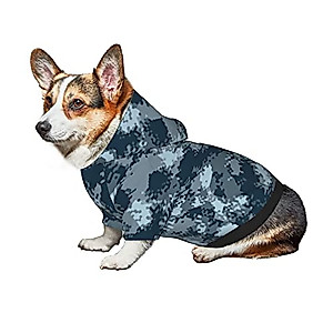 Small Pet Sweaters with Hat Navy-Blue-Camo-Spray Cat Puppy Hoodie Pet Hooded Coat Xx-Large