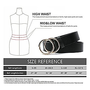 MORELESS 3 Pack Women's Faux Leather Belts for Jeans Dress Pants, Fashion Waist Belts with Double O-Ring Buckle Medium