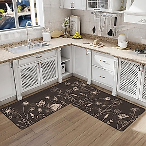 Witzest Blue Modern Kitchen Mat Cushioned Anti-Fatigue Kitchen Rug Set of 2, Non Slip Waterproof Kitchen Mat and Comfort Memory Foam Kitchen Matt Standing Stress Mat for Kitchen Floor, Sink, Corner