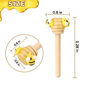 6 Pcs Bee Tiered Tray Decor, Faux Honey Mini Bee Wood Dippers, Honeycomb Stick with Fake Bumblebee Decors,Spring Summer Farmhouse Tabletop Display Centerpieces, Housewarming Wedding Party Gift