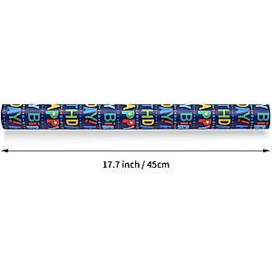 AUCLAY Reversible Birthday Wrapping Paper for Boys Girls Kids Adults Baby Shower Holiday - Colorful Happy Birthday Lettering and Stars Design - Gift Wrapping Paper Roll, 17.7 Inch X 33 Feet