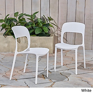 Christopher Knight Home Dean Outdoor Plastic Chairs (Set of 2), White