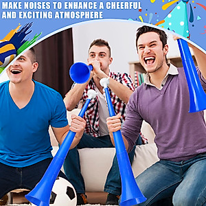 Honoson 8 Pieces Collapsible Stadium Horn 24 Inch Plastic Trumpet Vuvuzela Horn Blow Horn Noisemakers for Sporting Events Graduation Games School Sports Party Supplies Favors Accessories (Blue)