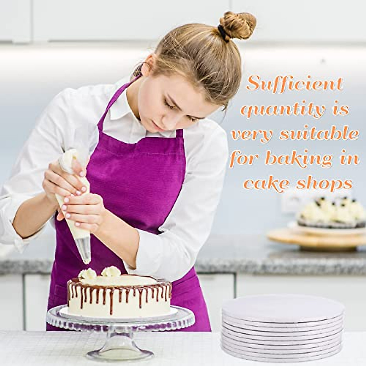 20 Pcs 12 Inch Round Cake Drum Round Boards Cardboard 0.4 Inch Thick Cake Drums Cake Decorating Supplies for Wedding Birthday Party (White)