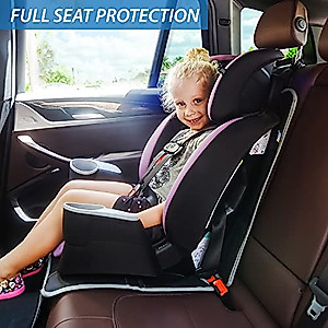 JOYSKY Car Seat Protector for Child Car Seat, 2 Pack Large Seat Protectors for Under Car Seat with Thick Padding and Storage Pockets, Full Protection for Your Vehicle Leather Seats