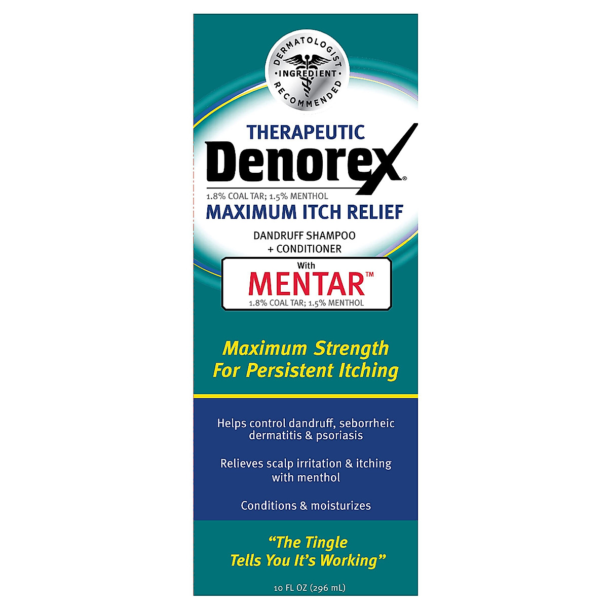 Denorex Therapeutic Dandruff Shampoo + Conditioner Kit, Maximum Itch Relief 10 oz Each (Pack of 2)