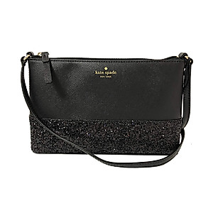 Kate Spade Ramey Greta Court Glitter Saffiano Leather Crossbody Bag Black