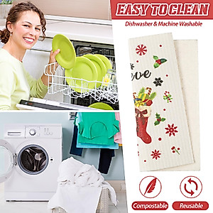 Yinder 9 Pieces Christmas Swedish Kitchen Dishcloths Reusable Swedish Cleaning Cloths Absorbent Fast Dry Kitchen Towels for Kitchen Bathroom Office Wedding Housewarming