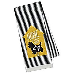 DII Dog Applique Stripe Dish Towel (Scottish Terrier)
