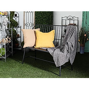 Deco 79 86945 Metal Outdoor Grill Style High Back Frame Patio Trestle Legs and Armrests, Bench 48" x 19" x 38", Black