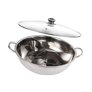 Shabu Shabu Divider Hot Pot Tabletop Pot Three Sided Japanese Cookware Kitchenware, 33.2cm