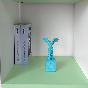 ELFWILL Resin Winged Victory Goddess Statue - The Graceful Greek Art Sculpture of The Warrior Goddess(Blue)