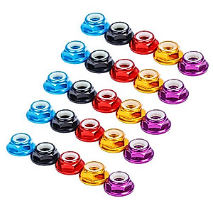 iFlight 25pcs M5 Lock Nuts CW Flanged Nylon Insert Aluminum Alloy Self-Locking Nuts for RC Drone Quadcopter Motor Prop Adapter FPV Parts (Mix Colors)