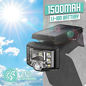 ZIVASA 2023 Upgraded Solar Outdoor Motion Sensor Lights, 360° Rotating LED Security Flood Lights Dusk to Dawn, IP65 Waterproof Solar Powered Wall Lights for Outside Porch Yard Garage