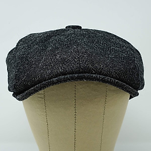 Borges & Scott Lomond Newsboy Cap - 100% Handwoven Wool - Harris Tweed - Water Resistant - Midnight - 60cm